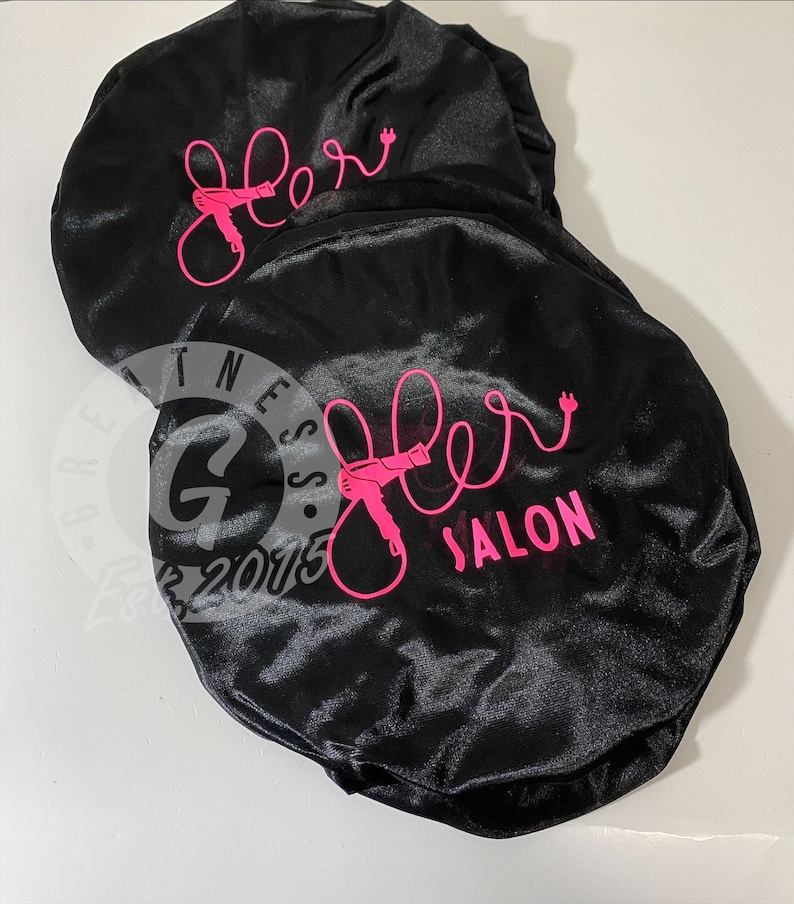 Custom Personalized Single Layer Satin Hair Bonnets Logo | Etsy