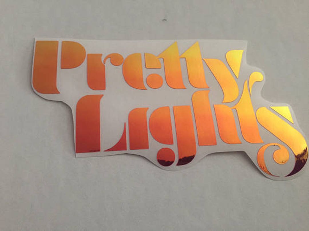 PL Pretty Lights 3.6h X 6.1w Pink Toned Holographic Car Decal Vinyl EDM ...