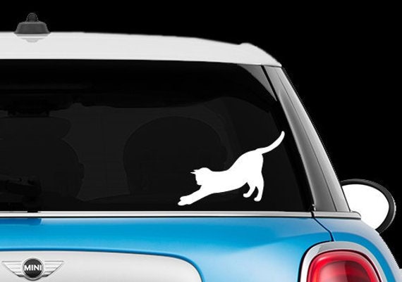 Stretching Cat Car Decal laptop decal window decal | Etsy