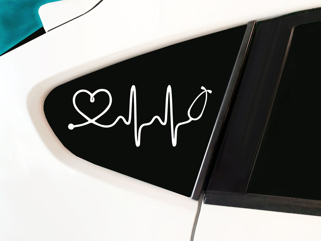 Doctor Nurse Stethoscope With Heart in Heartbeat Decal - Car Decal ...