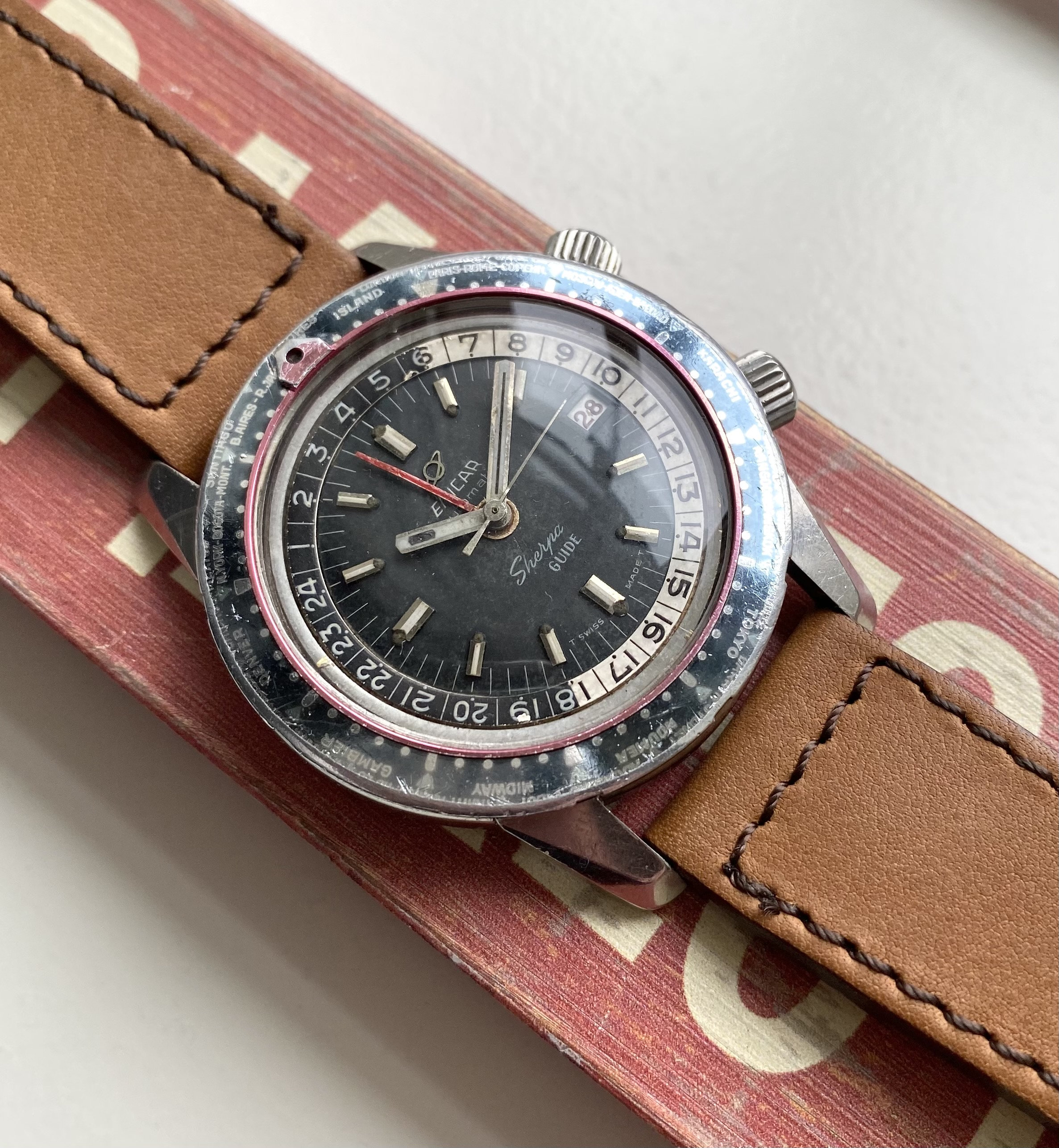 Vintage Enicar Sherpa Guide Automatic World Time GMT Black | Etsy