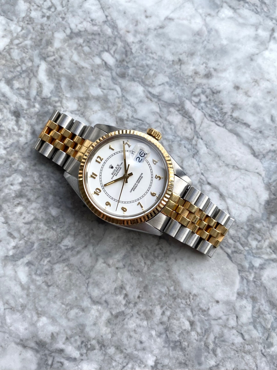 Vintage Rolex Datejust 80s Ref 16013 Automatic Two Tone White - Etsy