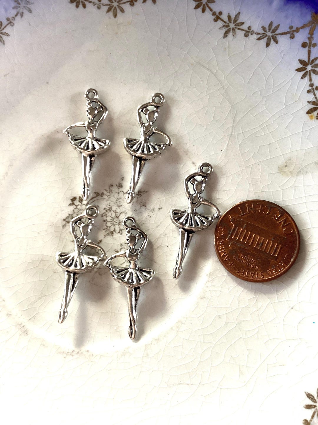 Silver Ballet Dancer Charms, 3D Ballet Charms, Ballerina Charms, 5 ...