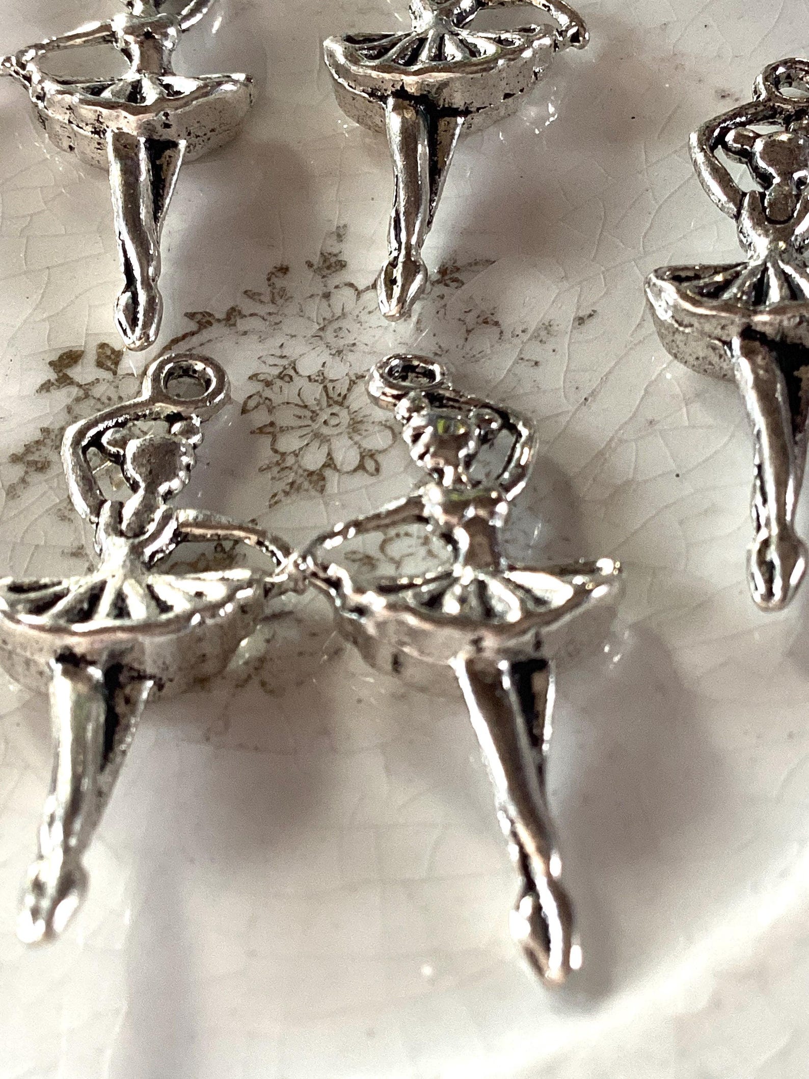 Silver Ballet Dancer Charms, 3D Ballet Charms, Ballerina Charms, 5 ...
