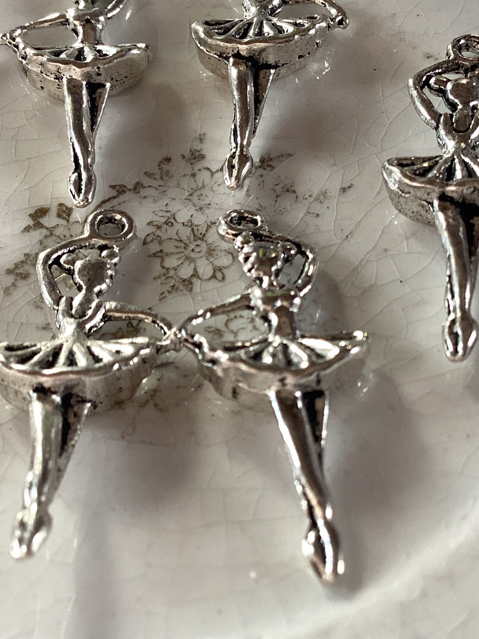 Silver Ballet Dancer Charms, 3D Ballet Charms, Ballerina Charms, 5 ...