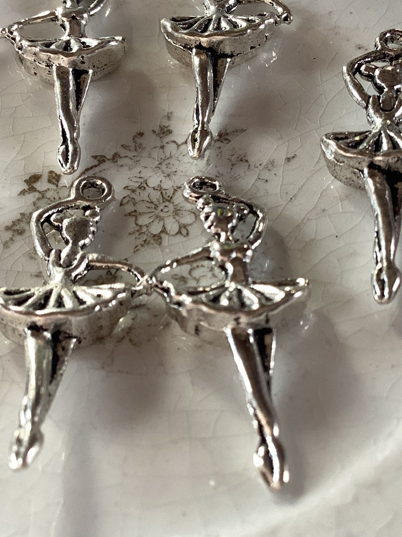 Silver Ballet Dancer Charms, 3D Ballet Charms, Ballerina Charms, 5 ...