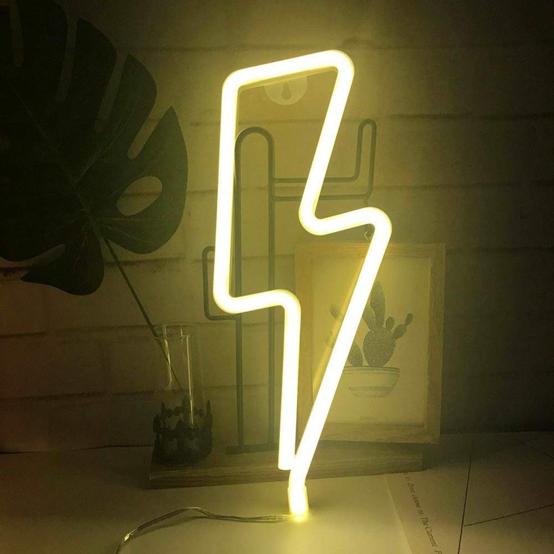 Neon Lighting White Warm Sign LED Lightning Shaped Night Light | Etsy