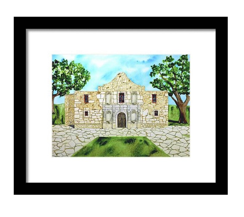 PRINT of the Alamo, Greeting Cards, Historic Buildings, Spanish Mission ...