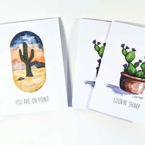 Desert Themed Notecards, Blank Watercolor Notecards, Saguaro Cactus ...