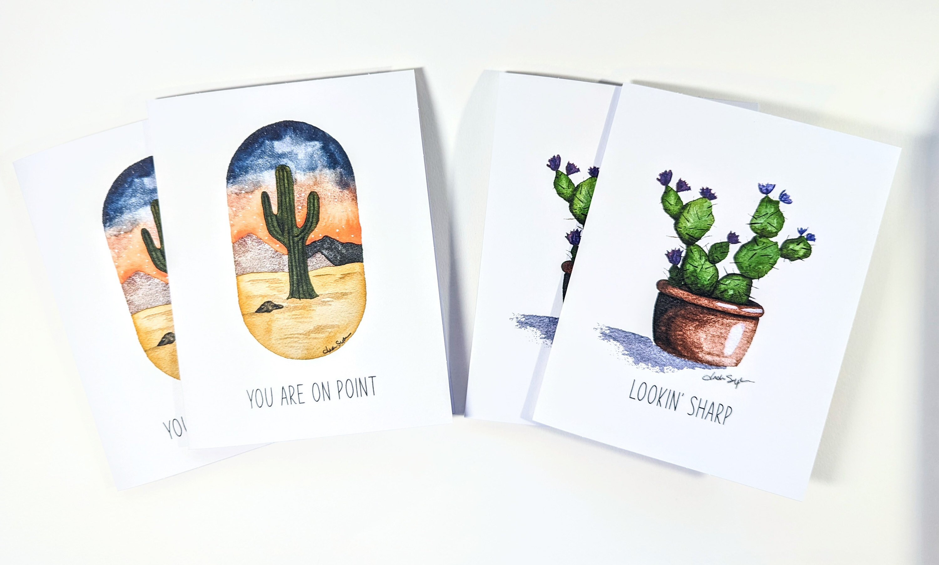 Desert Themed Notecards, Blank Watercolor Notecards, Saguaro Cactus ...