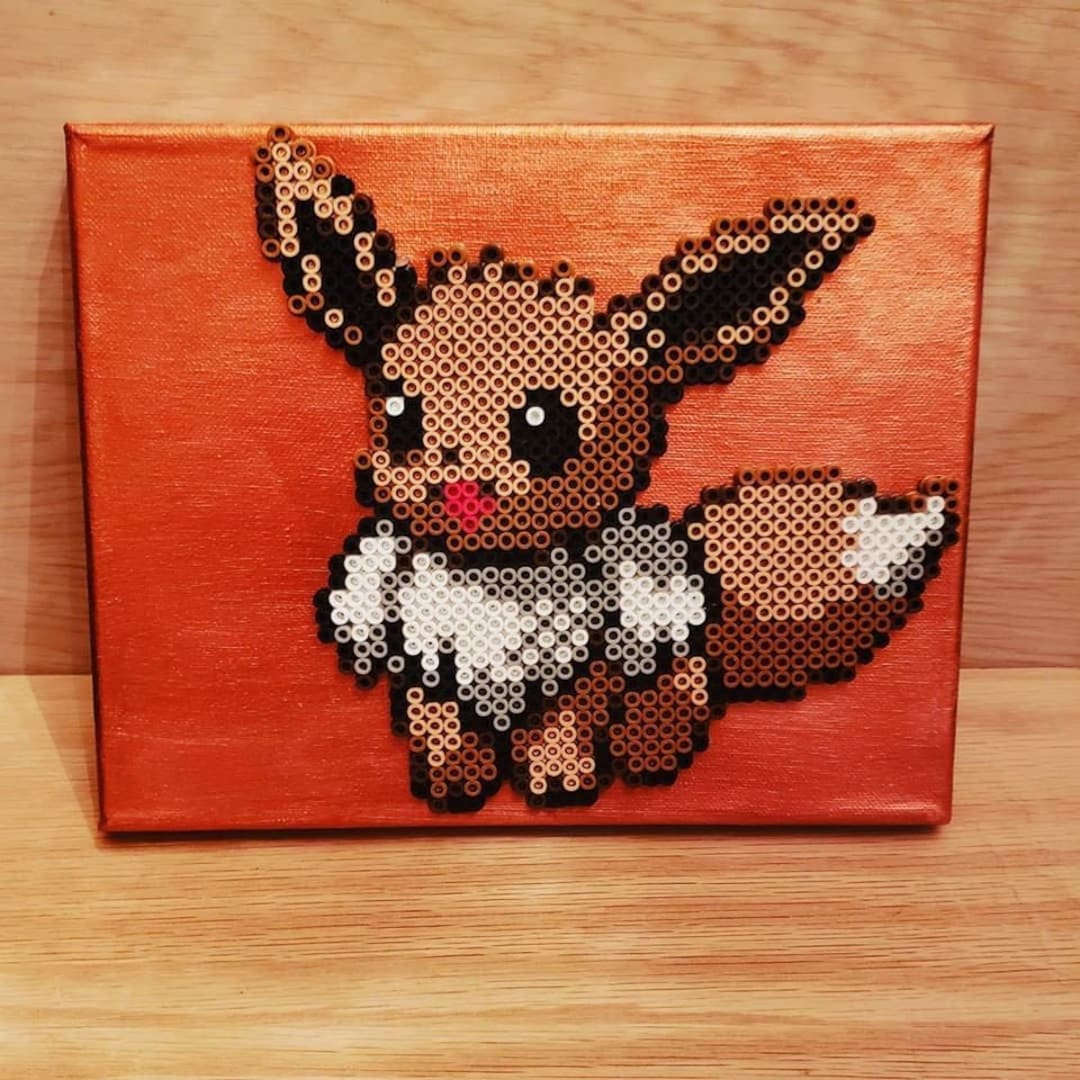 Handmade Pokemon Inspired Perler Bead Eevee Character Wall Art on a ...