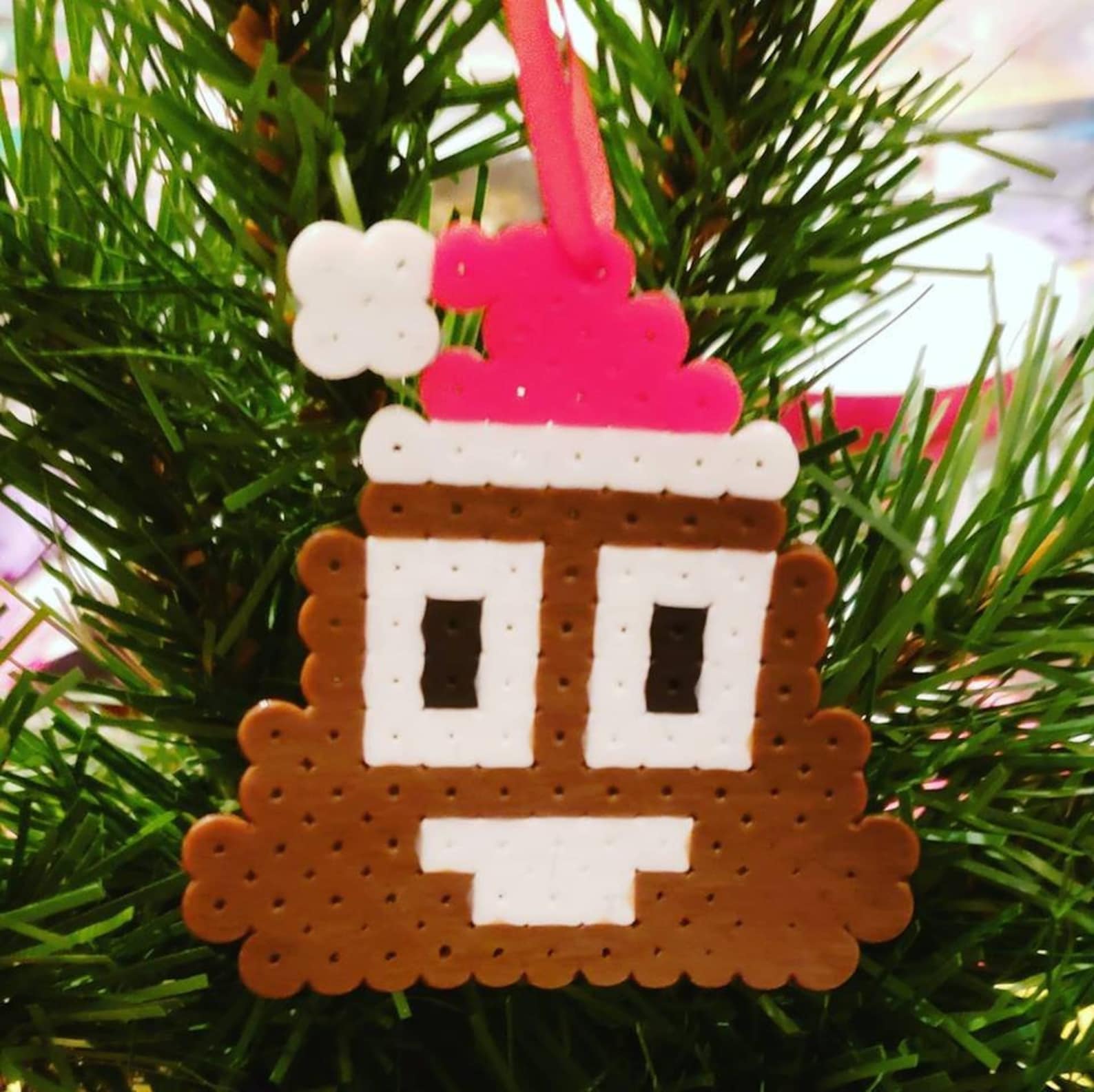 Santa Poop Emoji Perler Bead Ornament - Etsy