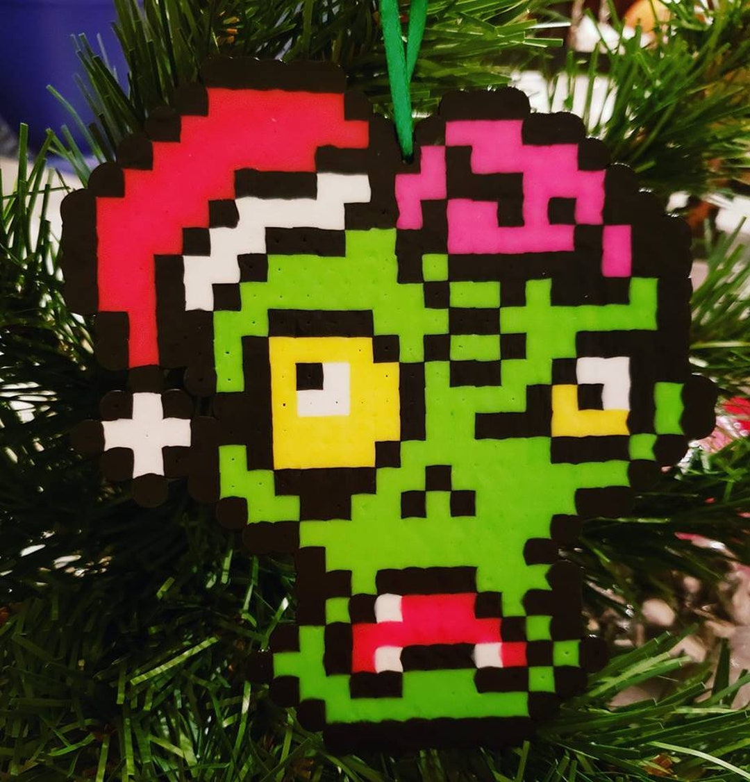 Zombie Ornament Handmade With Perler Beads, Santa Zombie Ornament, 8 ...