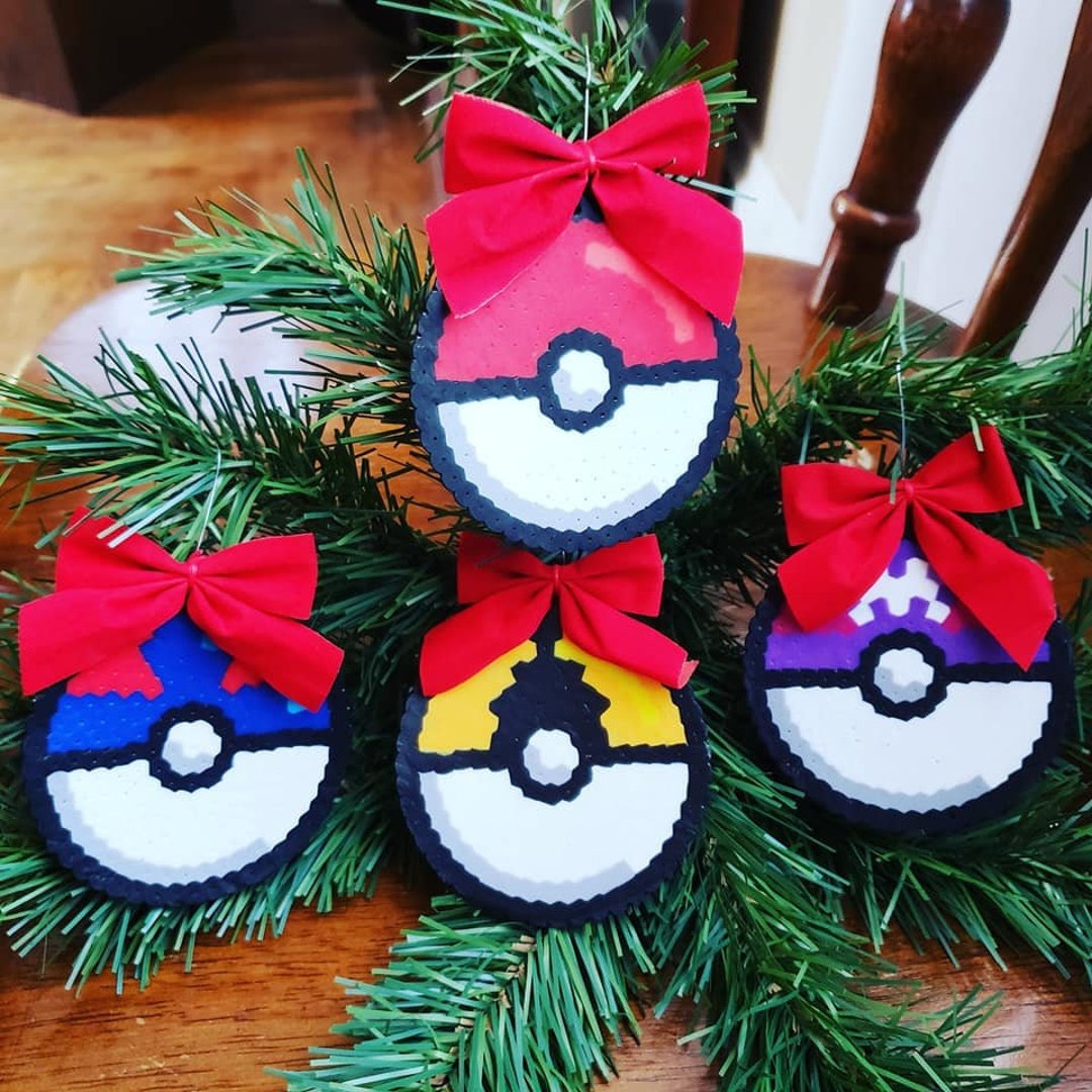 Perler Bead Pokemon Pokeball Inspired Ornament Set - Etsy