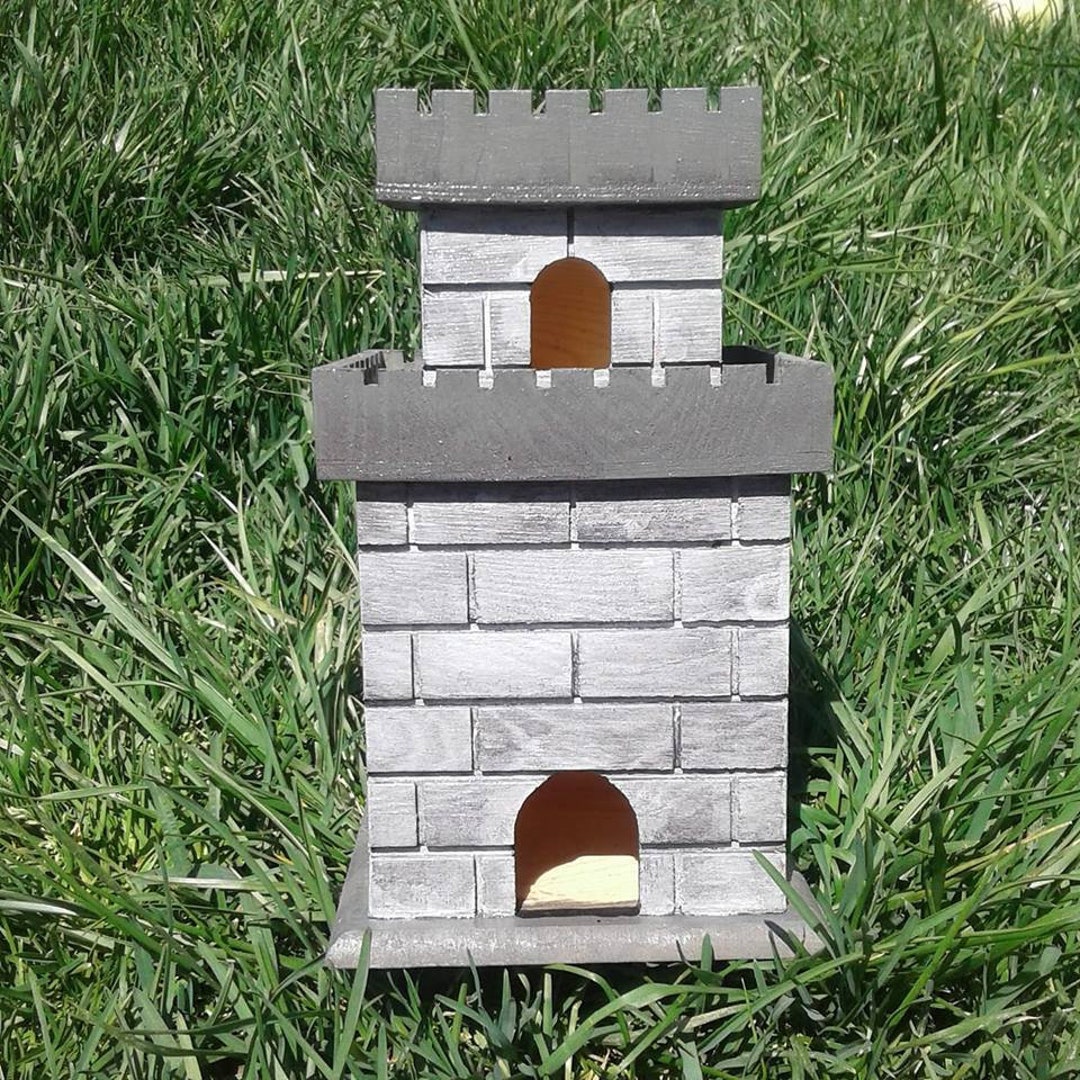 Wooden Castle Birdhouse Hand Painted With Acrylic Paint and - Etsy