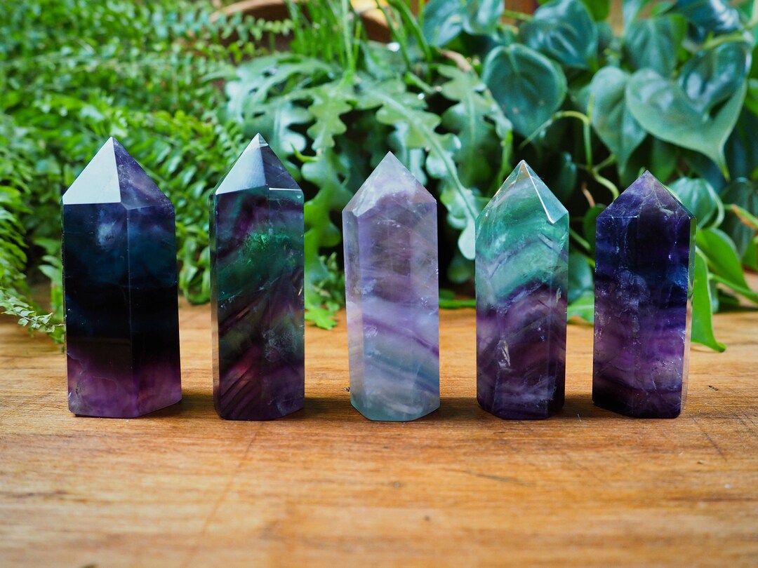 Rainbow Fluorite Standing Points, Small Spiritual Towers, Brow Third ...