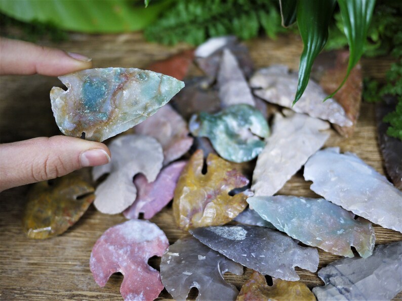 Mixed Raw Crystal Arrowheads Jasper Quartz Red Yellow Green - Etsy