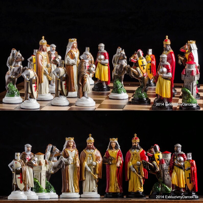 Handmade Pewter Chess Sets Knight Crusade - Hand Painted Chess - Etsy