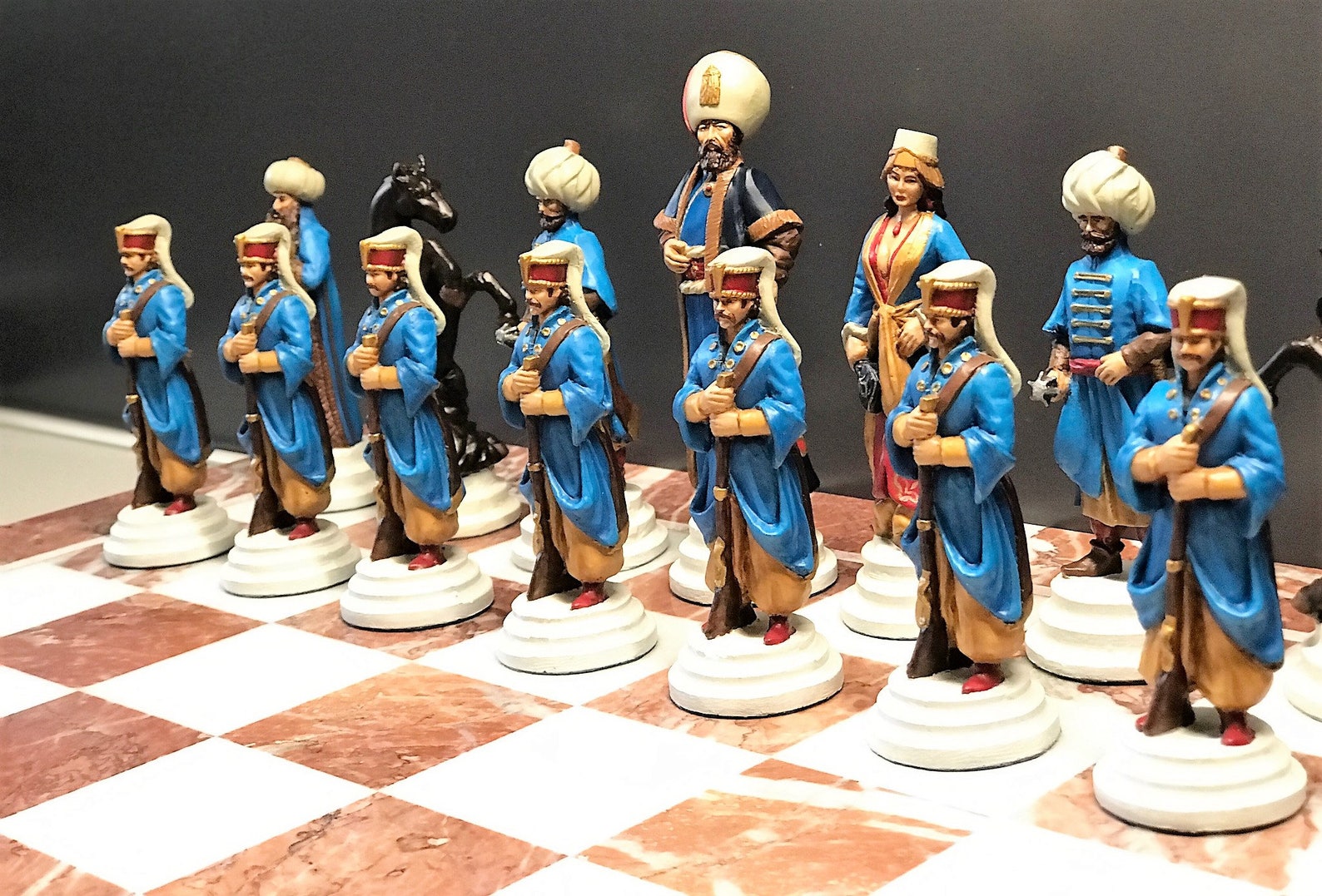 Ottoman Empire Pewter Handmade Chess Sets Hand Painted - Etsy