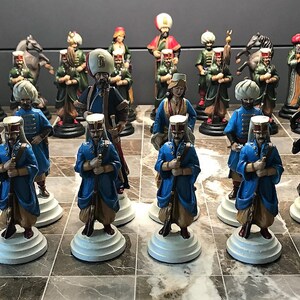 Ottoman Empire Pewter Handmade Chess Sets Hand Painted - Etsy