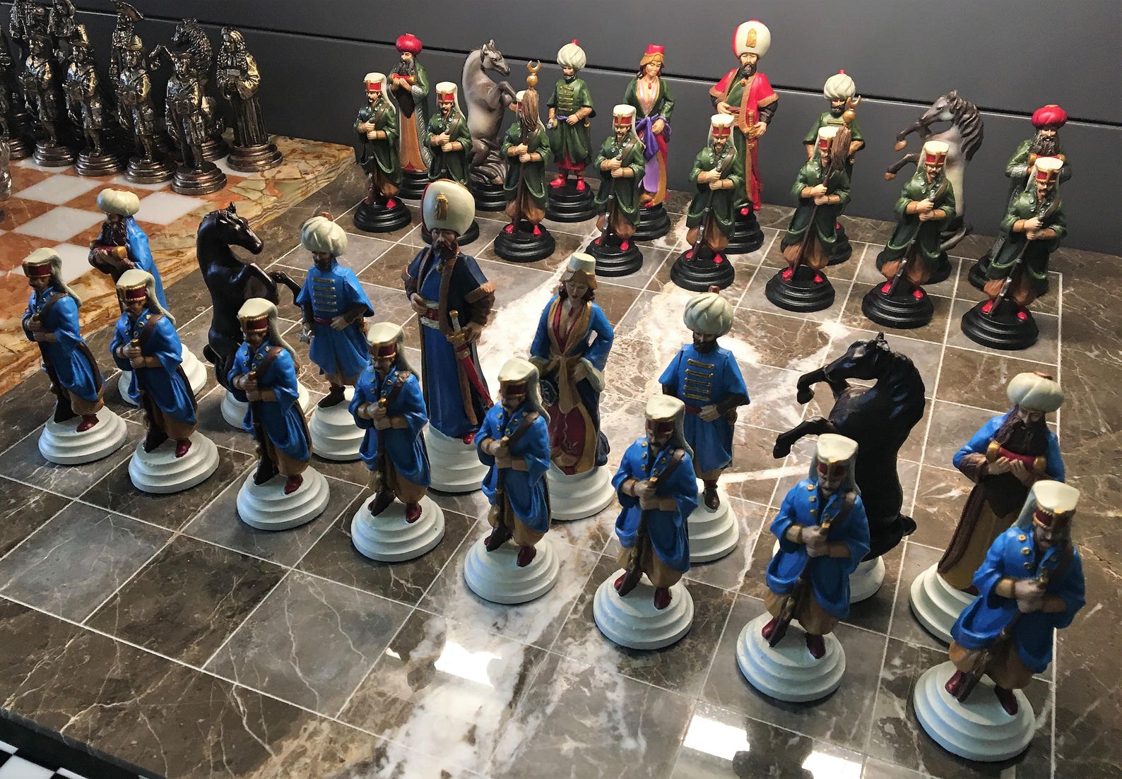 Ottoman Empire Pewter Handmade Chess Sets Hand Painted - Etsy