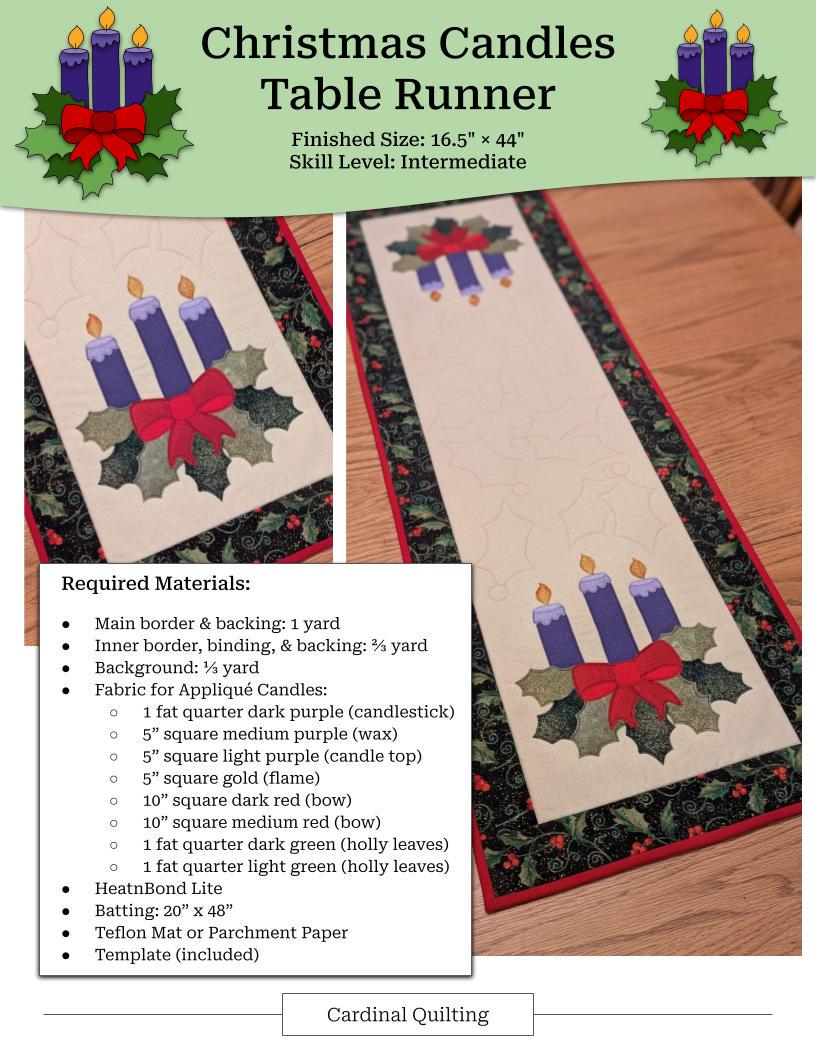 Christmas Advent Candles Table Runner - Digital Pattern - Etsy