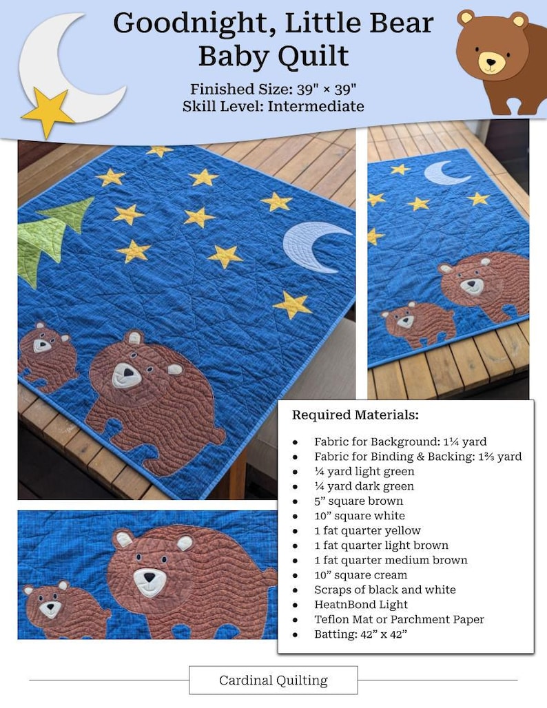 Goodnight, Little Bear - Baby Quilt - Digital Pattern - Etsy