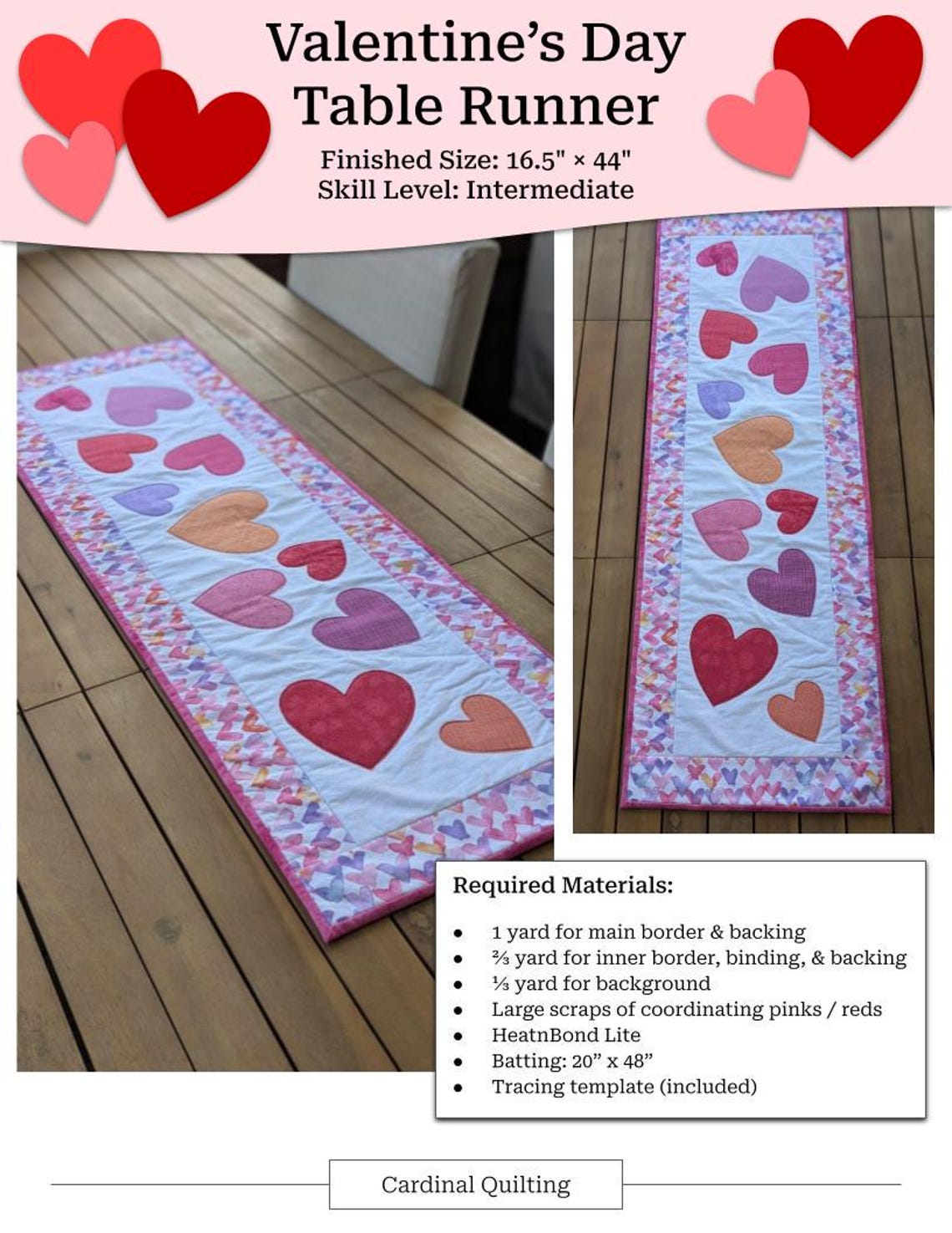 Valentine’s Day Table Runner - Digital Pattern - Etsy