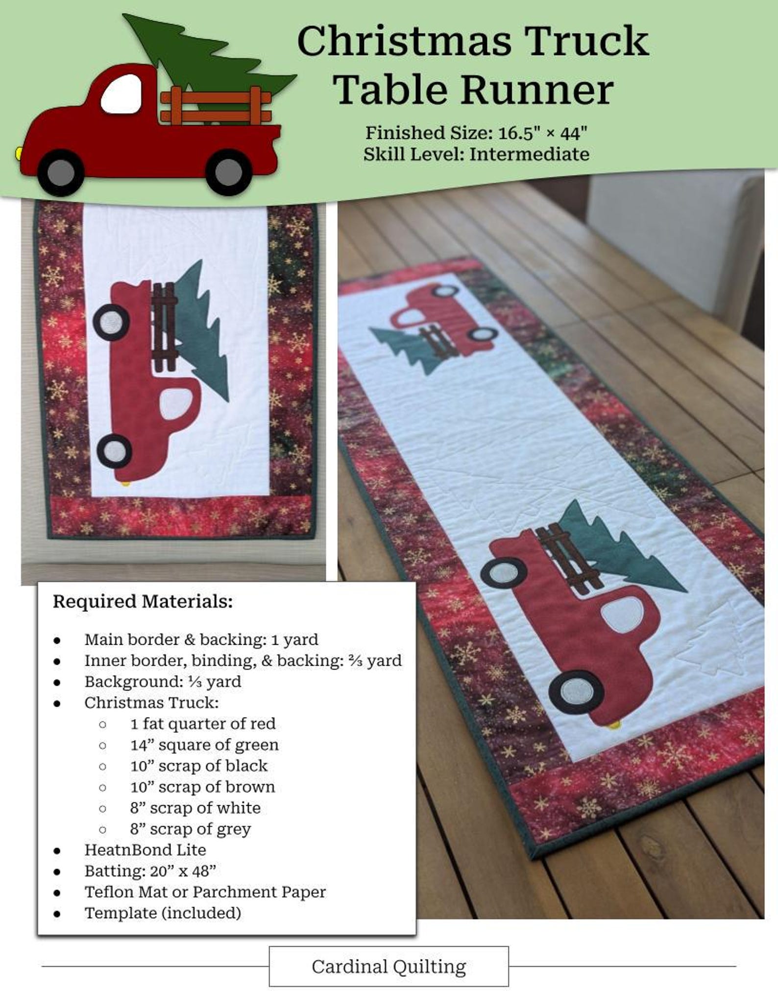 Christmas Truck Table Runner - Digital Pattern - Etsy