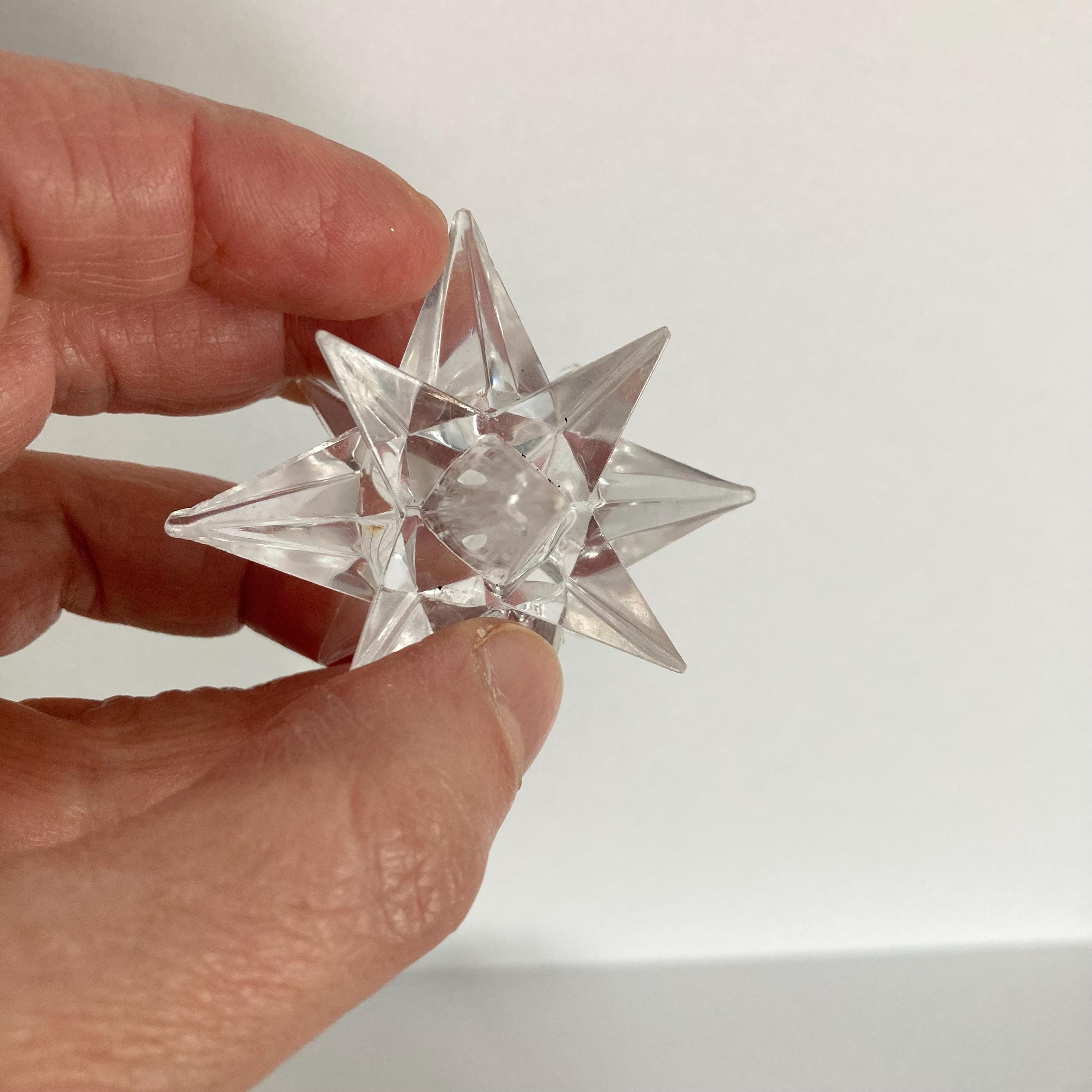 Lot of 10 Large MCM Christmas Light Toppers, Clear Star Shaped Vintage ...