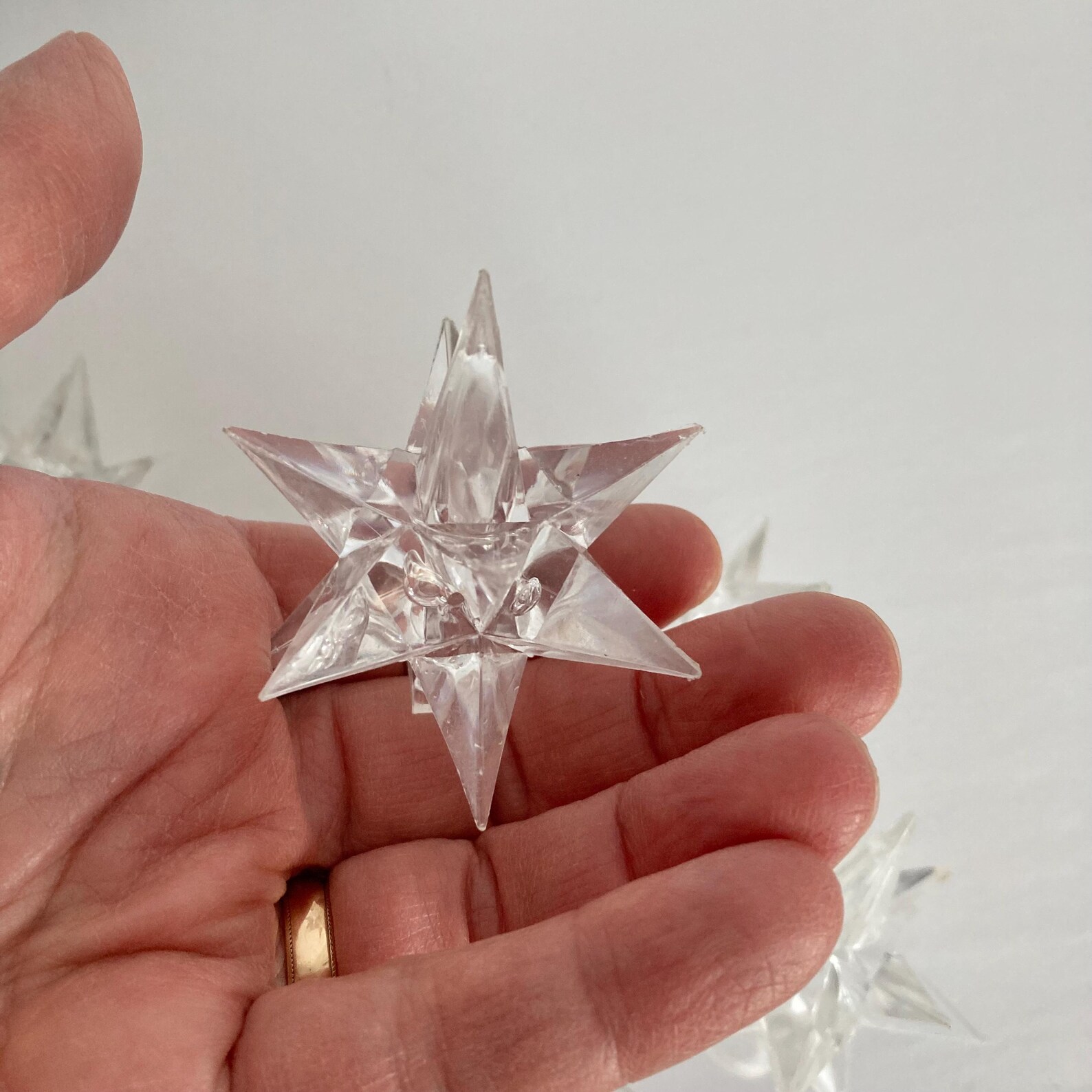 Lot of 10 Large MCM Christmas Light Toppers, Clear Star Shaped Vintage ...
