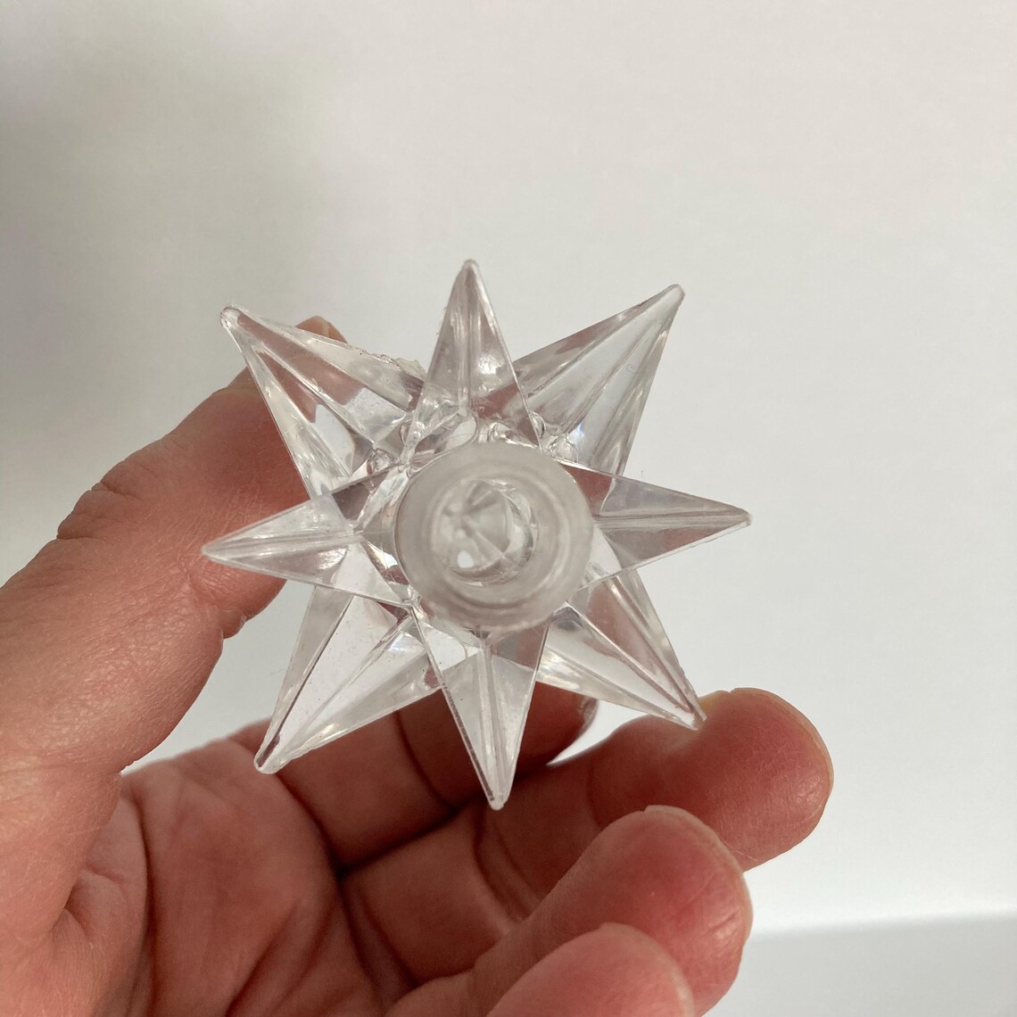 Lot of 10 Large MCM Christmas Light Toppers, Clear Star Shaped Vintage ...