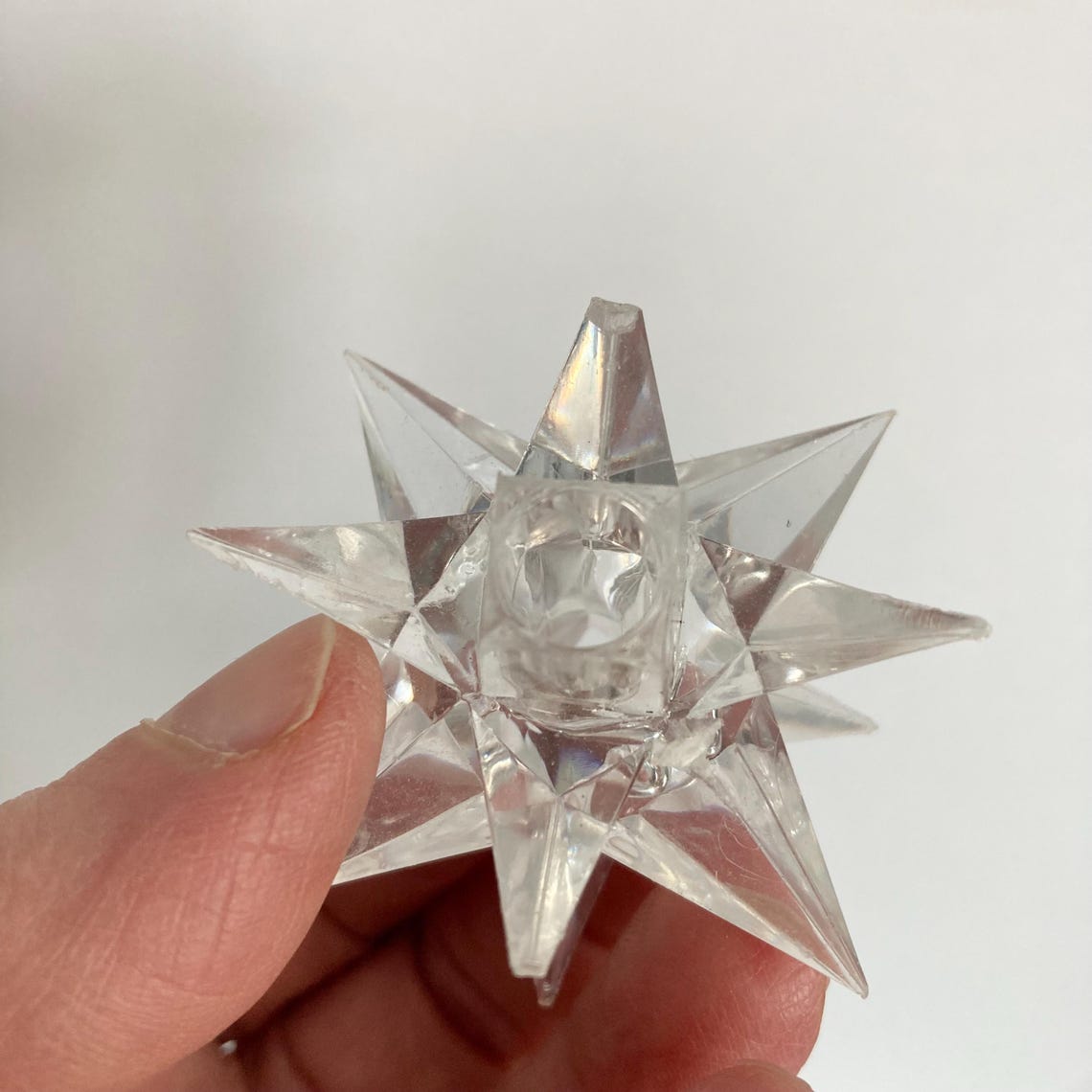 Lot of 10 Large MCM Christmas Light Toppers, Clear Star Shaped Vintage ...