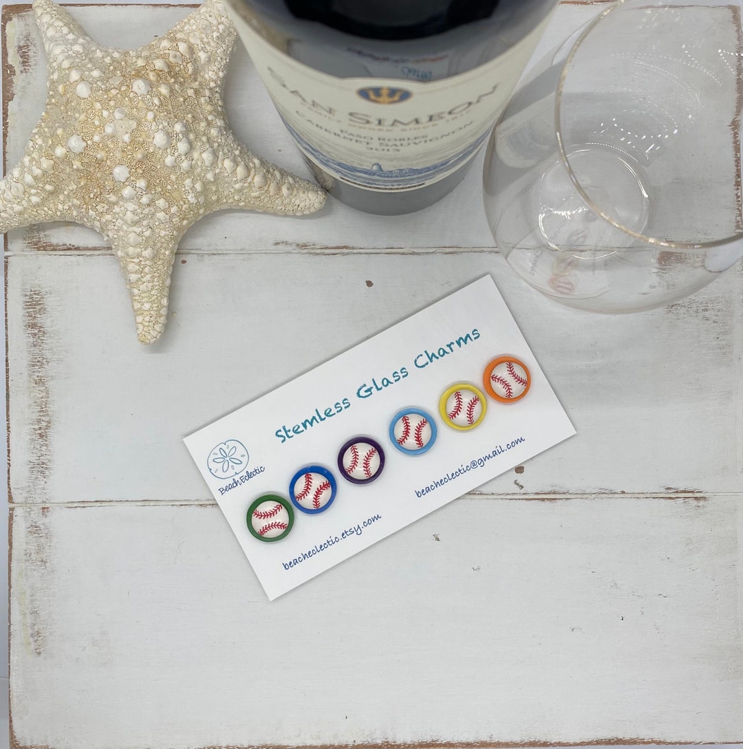 Baseball Wine Charms Stemless Glass Magnetic, Unique Gift for Baseball ...
