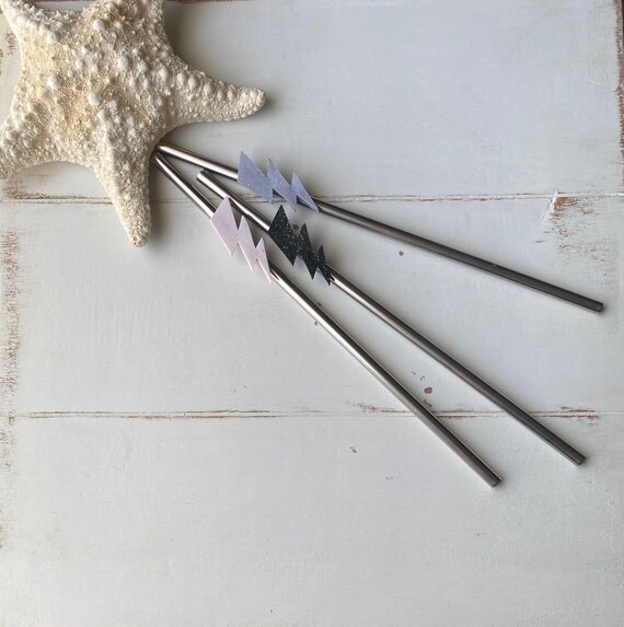 Lightening Bolt Reusable Straw Stainless Steel Metal Unique | Etsy