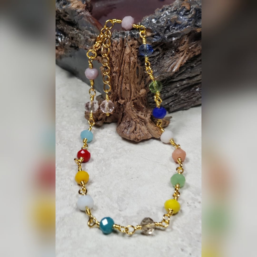 ANKLET Rainbow Color Crystals, colorful ankle bracelet, crystal anklet ...
