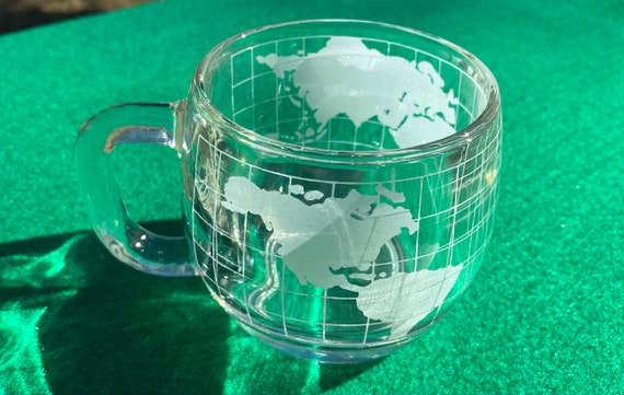 Nestle Nescafe World Globe Map Glass Coffee Mug Cup - Etsy