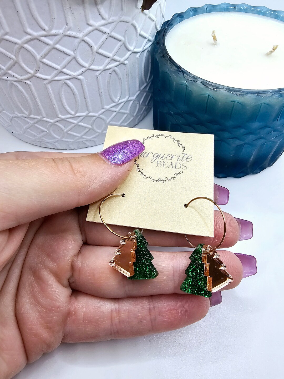 Christmas Tree Dangles Christmas Tree Earrings Dsshandmade - Etsy