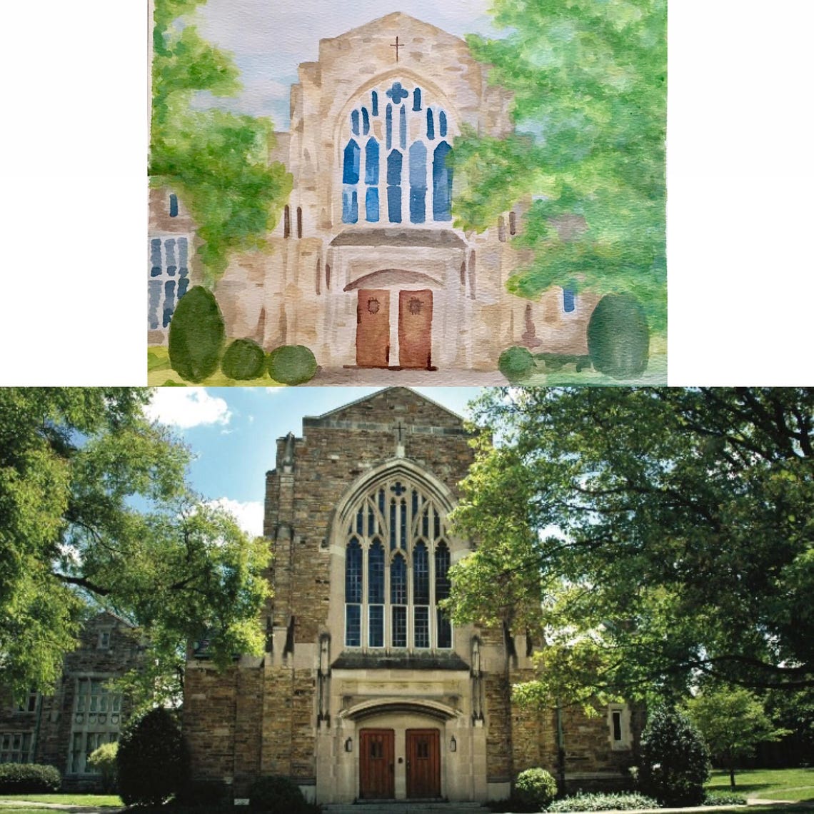 Wedding Venue Portrait Church Watercolor - Etsy