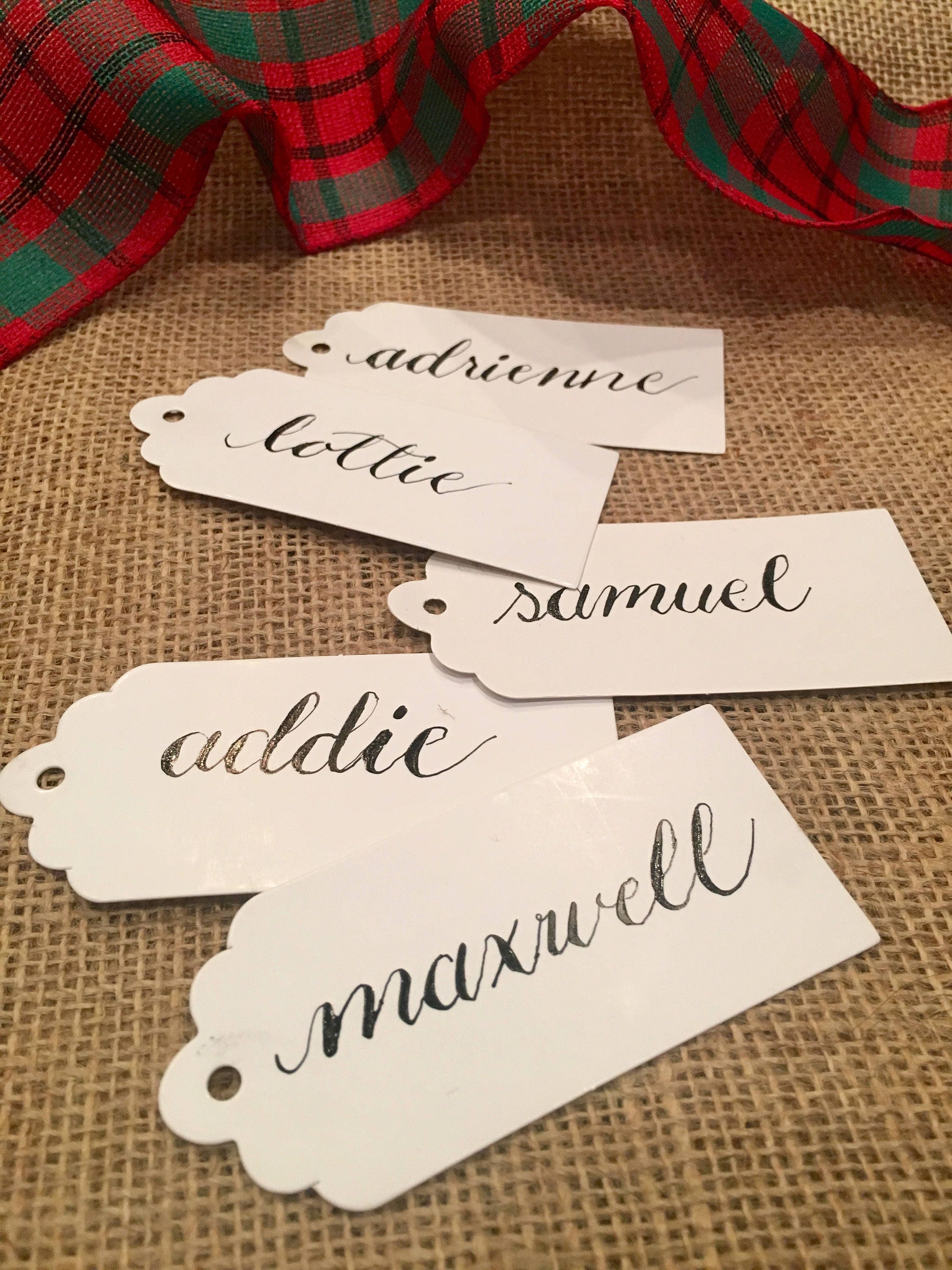 Hand Lettered Gift Tags | Custom Calligraphy Name Plates - Etsy