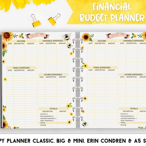Financial Budget Planner Printable Planner Inserts for Happy - Etsy