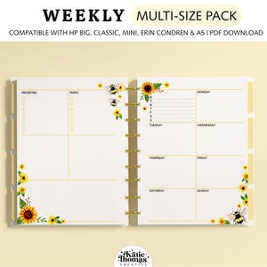 Sunflower Weekly Dashboard Planner Inserts – Printable Refill Fits A5 ...