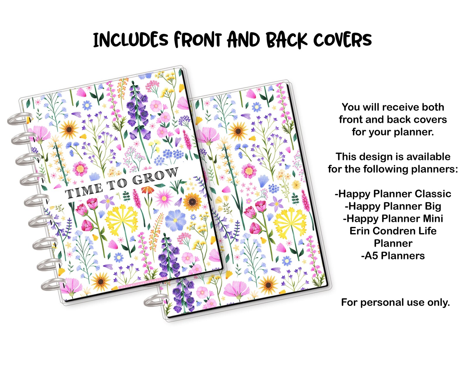 Wildflowers Printable Planner or Notebook Cover for Happy - Etsy Australia