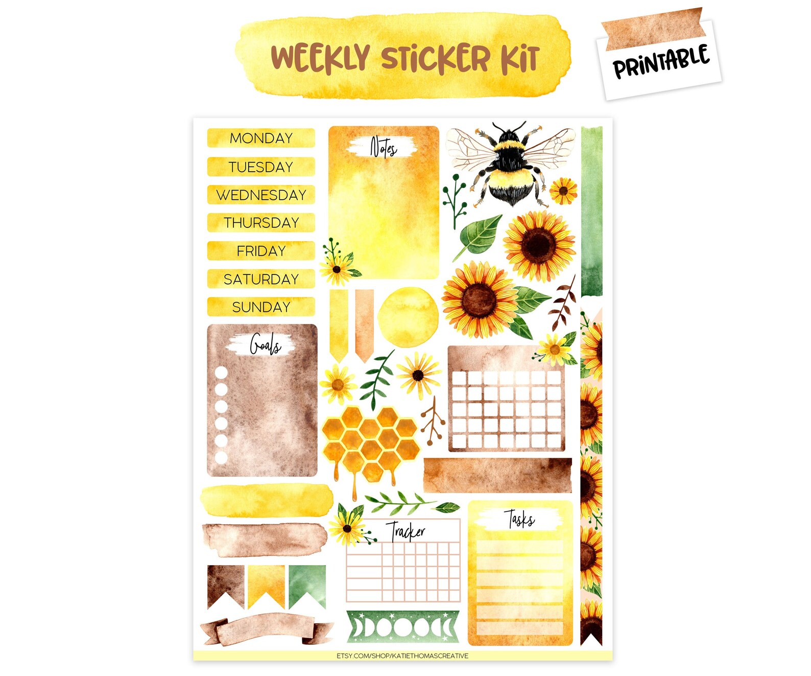 Printable Planner Weekly Sticker Kit 39 Aesthetic Stickers | Etsy