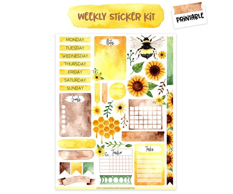Printable Planner Weekly Sticker Kit 39 Aesthetic Stickers - Etsy