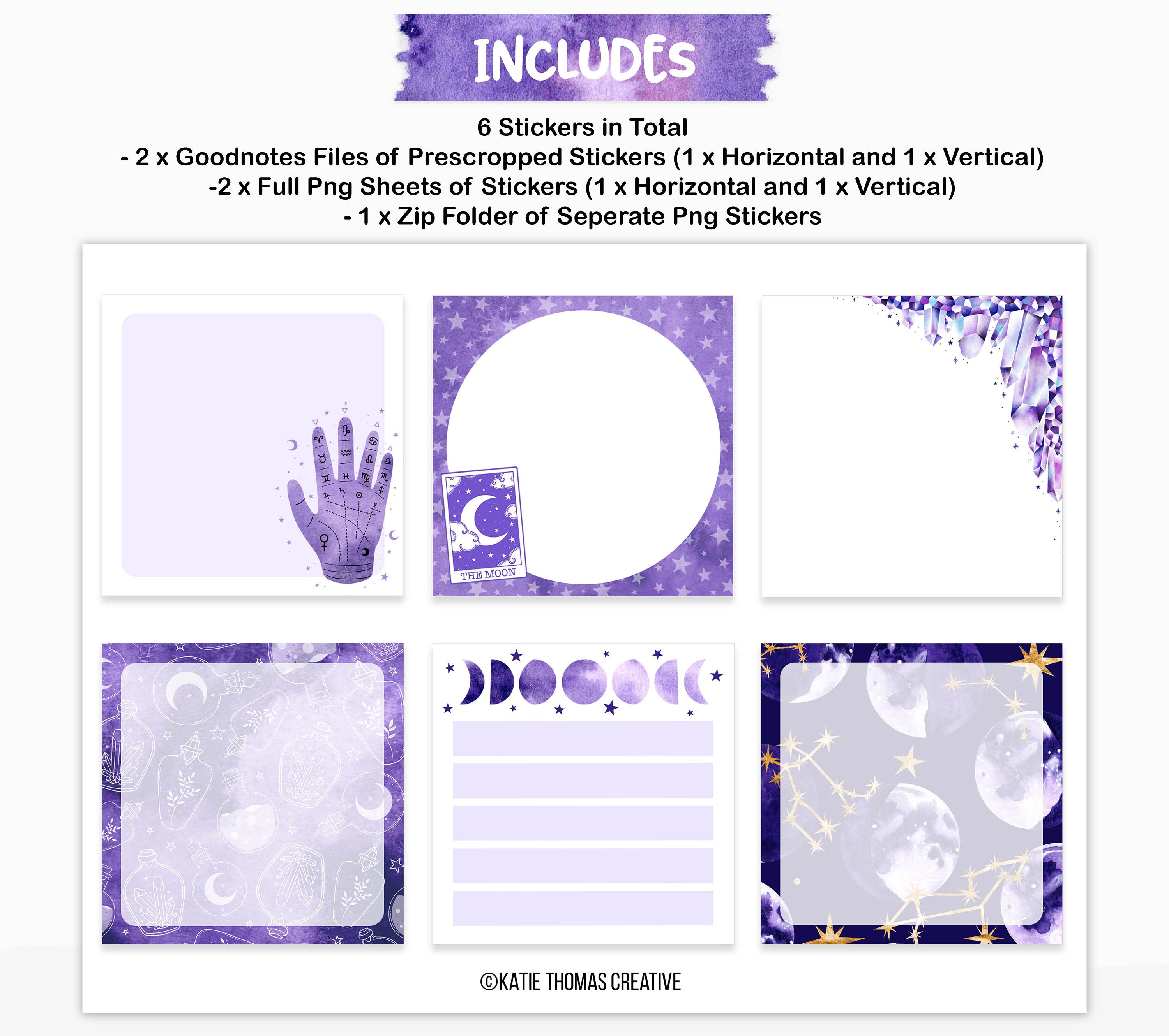 Digital Memo Pad Note Stickers Purple Witchy Aesthetic | Etsy