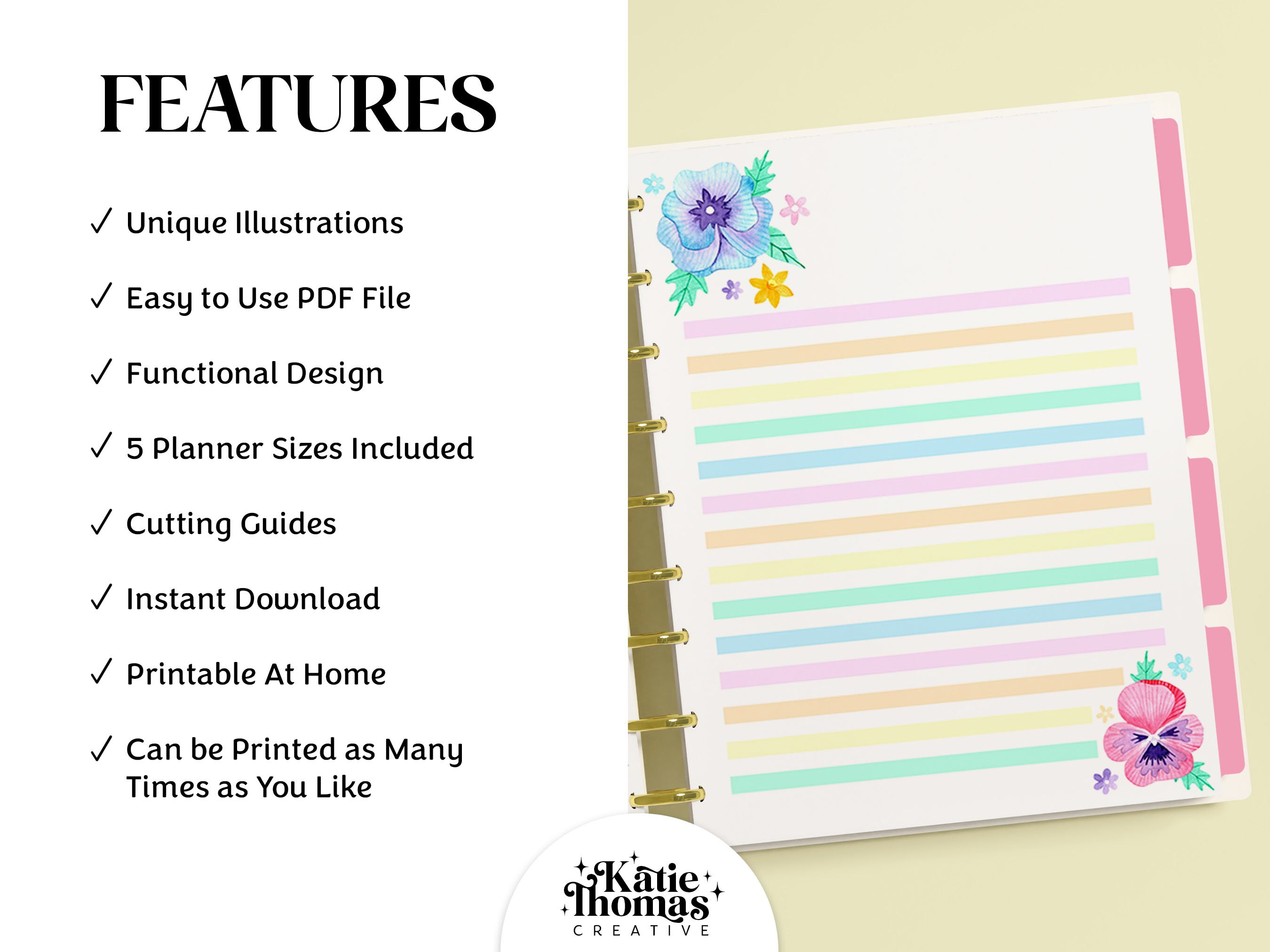 Rainbow Floral Printable Letter Writing Paper, Printable Stationery ...