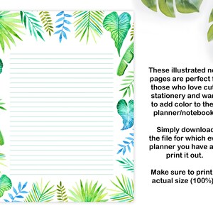 Tropical Leaves Printable Planner Inserts Printable Note | Etsy