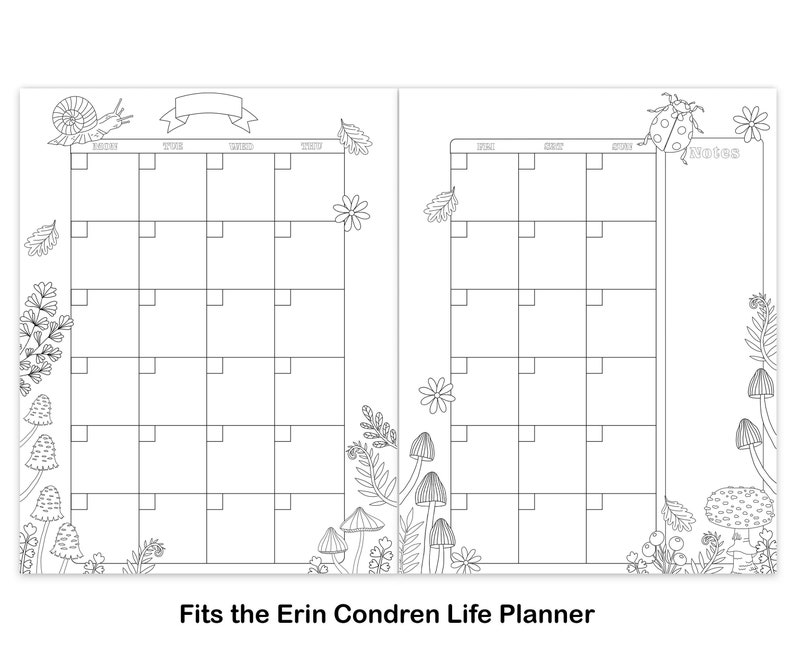 MONTHLY Coloring Printable Planner Pages for Happy Planner - Etsy