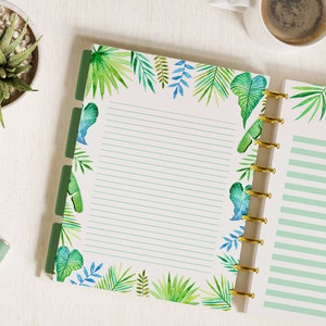 Tropical Leaves Printable Planner Inserts, Printable Note Paper Fits ...
